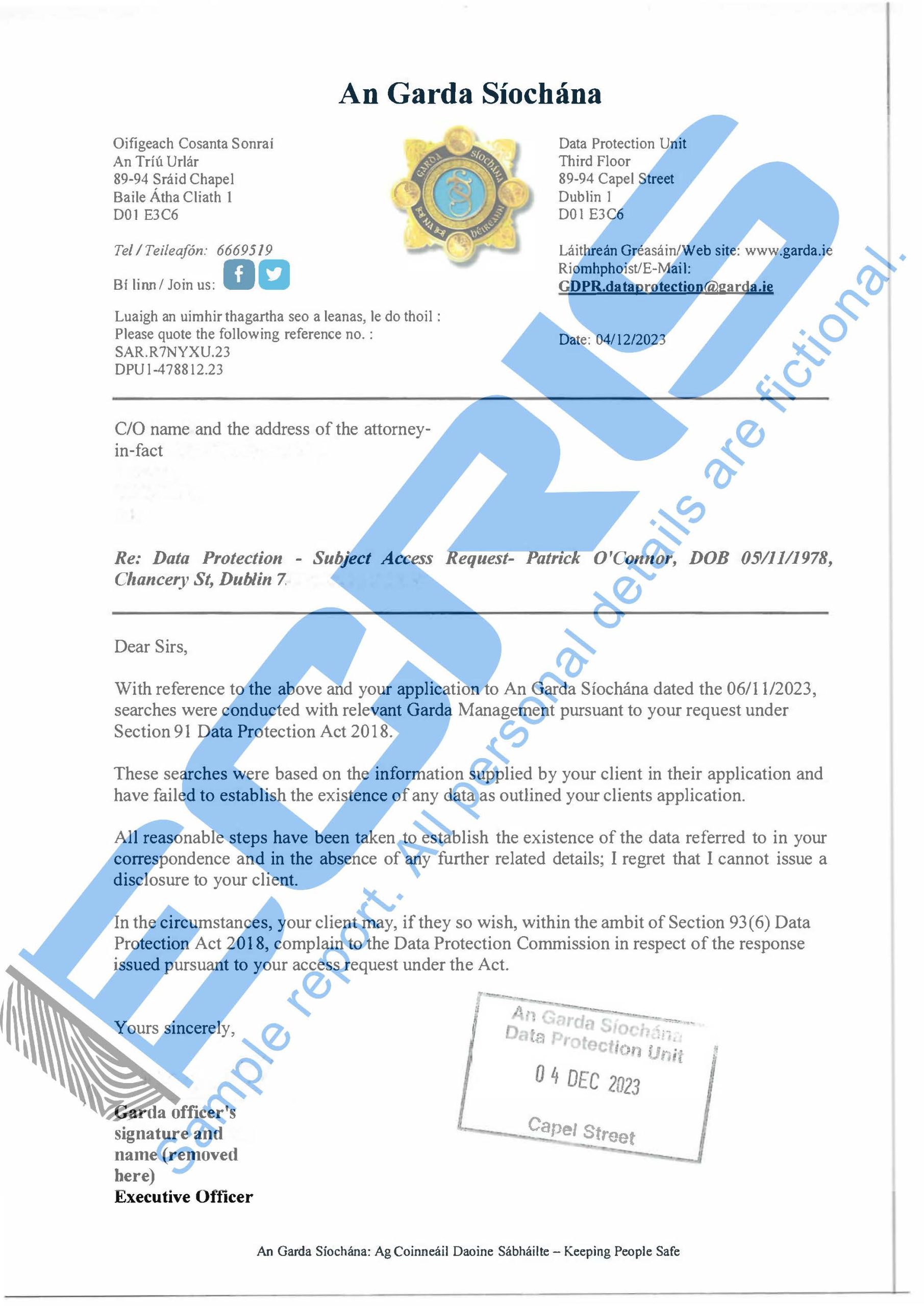 Irish Criminal Record Check Subject Access Request SAR Disclosure Irish Criminal Record Check Subject Access Request SAR Disclosure